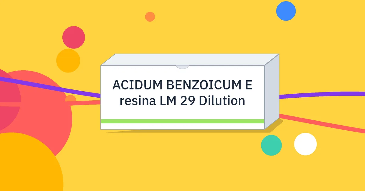 Symbolbild: Packung mit der Aufschrift ACIDUM BENZOICUM E resina LM 29 Dilution (PZN 16241846) – Verfügbarkeit und Bezug in Apotheken in Frankfurt am Main