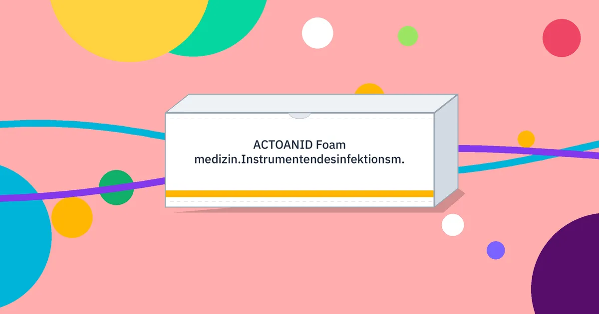 Symbolbild: Packung mit der Aufschrift ACTOANID Foam medizin.Instrumentendesinfektionsm. (PZN 09532276) – Verfügbarkeit und Bezug in Apotheken in Frankfurt am Main