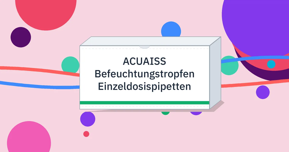 Symbolbild: Packung mit der Aufschrift ACUAISS Befeuchtungstropfen Einzeldosispipetten (PZN 01079280) – Verfügbarkeit und Bezug in Apotheken in Frankfurt am Main