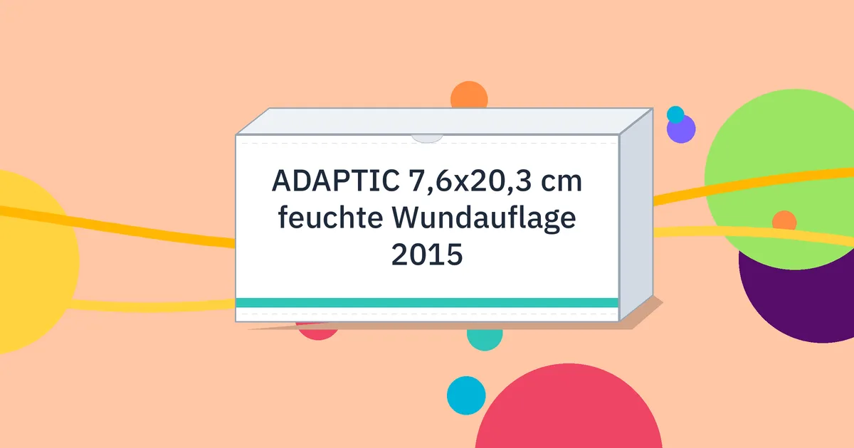 Symbolbild: Packung mit der Aufschrift ADAPTIC 7,6x20,3 cm feuchte Wundauflage 2015 (PZN 12897225) – Verfügbarkeit und Bezug in Apotheken in Frankfurt am Main