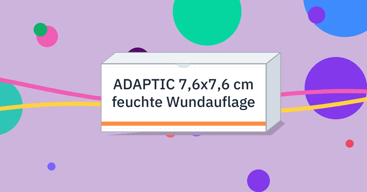 Symbolbild: Packung mit der Aufschrift ADAPTIC 7,6x7,6 cm feuchte Wundauflage (PZN 20122797) – Verfügbarkeit und Bezug in Apotheken in Frankfurt am Main