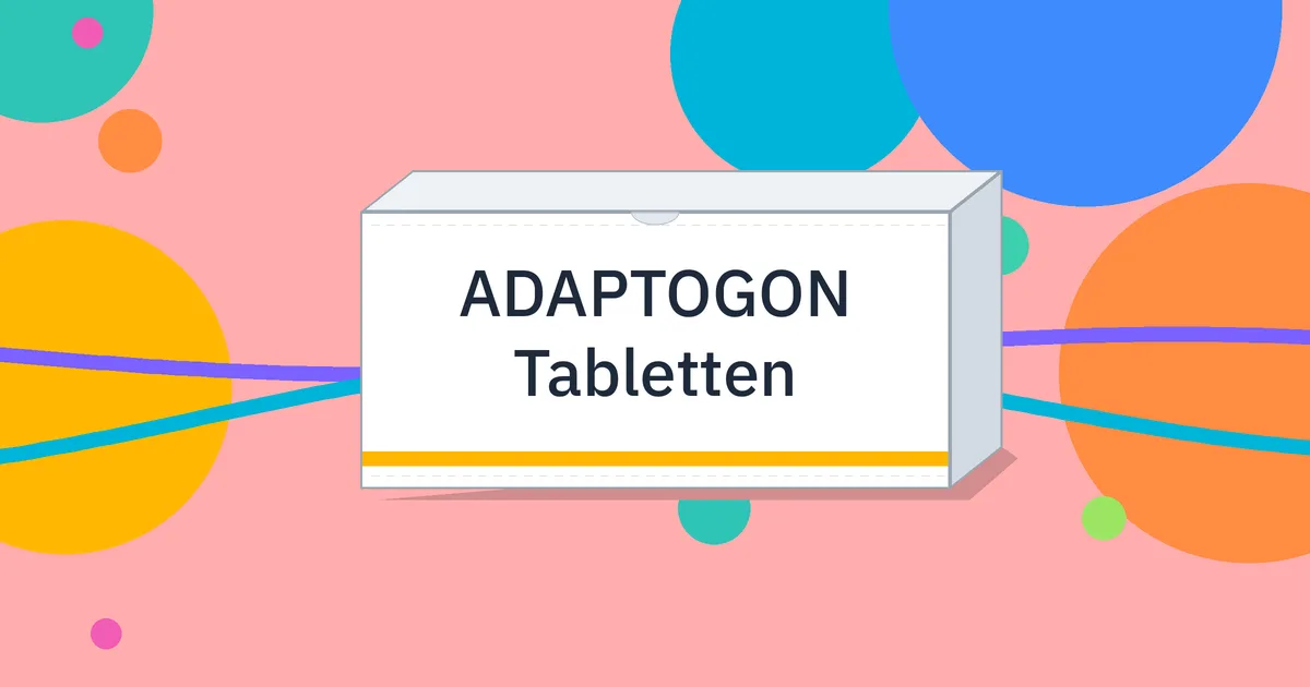 Symbolbild: Packung mit der Aufschrift ADAPTOGON Tabletten (PZN 11852284) – Verfügbarkeit und Bezug in Apotheken in Frankfurt am Main