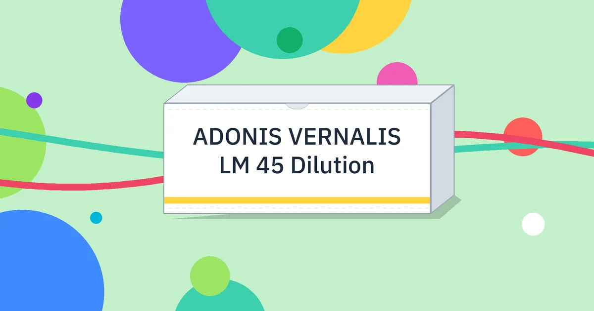 Symbolbild: Packung mit der Aufschrift ADONIS VERNALIS LM 45 Dilution (PZN 12755175) – Verfügbarkeit und Bezug in Apotheken in Frankfurt am Main