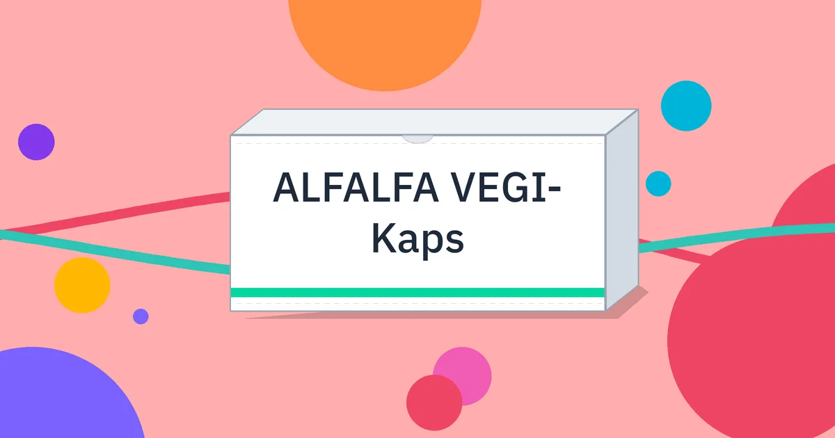 Symbolbild: Packung mit der Aufschrift ALFALFA VEGI-Kaps (PZN 10382741) – Verfügbarkeit und Bezug in Apotheken in Frankfurt am Main