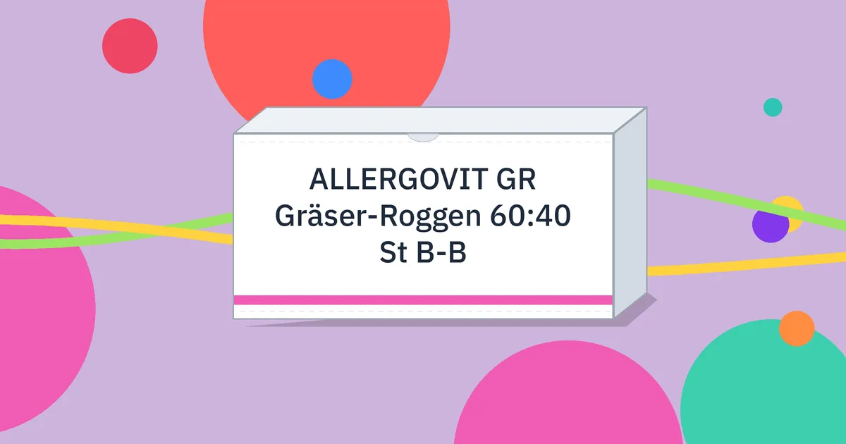 Symbolbild: Packung mit der Aufschrift ALLERGOVIT GR Gräser-Roggen 60:40 St B-B (PZN 15741506) – Verfügbarkeit und Bezug in Apotheken in Frankfurt am Main