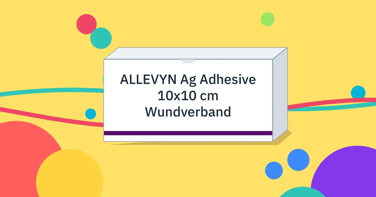 Symbolbild: Packung mit der Aufschrift ALLEVYN Ag Adhesive 10x10 cm Wundverband (PZN 19407589) – Verfügbarkeit und Bezug in Apotheken in Frankfurt am Main