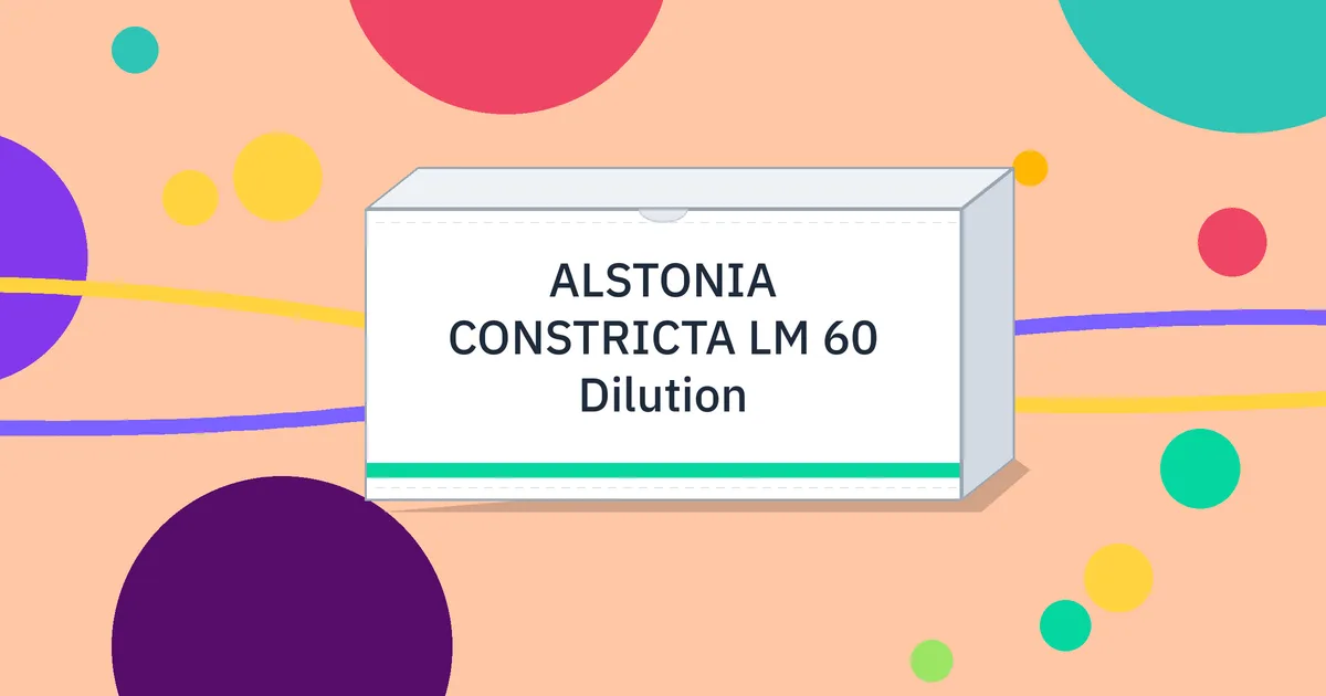 Symbolbild: Packung mit der Aufschrift ALSTONIA CONSTRICTA LM 60 Dilution (PZN 13314591) – Verfügbarkeit und Bezug in Apotheken in Frankfurt am Main