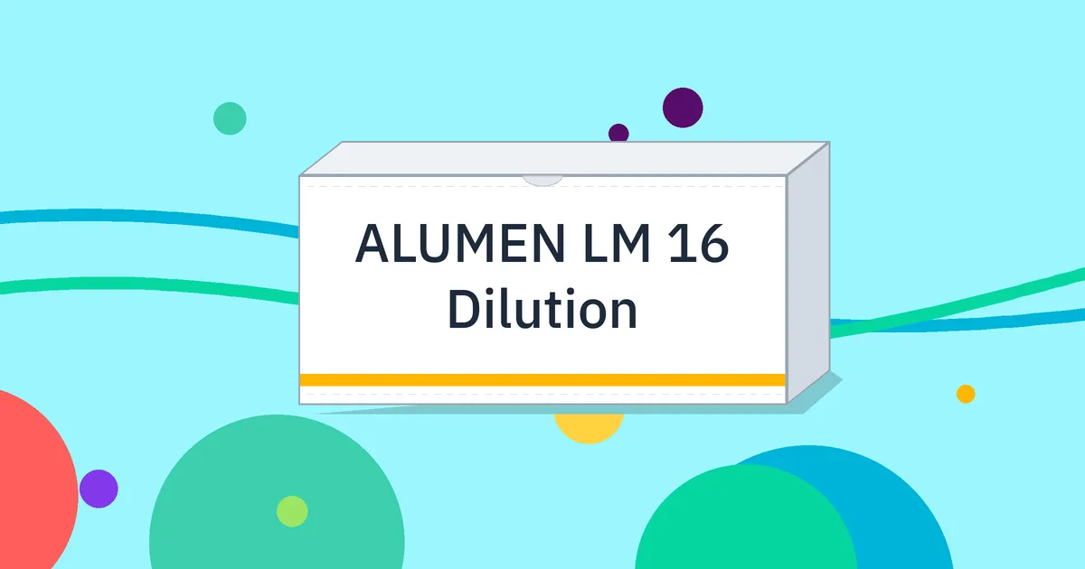 Symbolbild: Packung mit der Aufschrift ALUMEN LM 16 Dilution (PZN 12758038) – Verfügbarkeit und Bezug in Apotheken in Frankfurt am Main