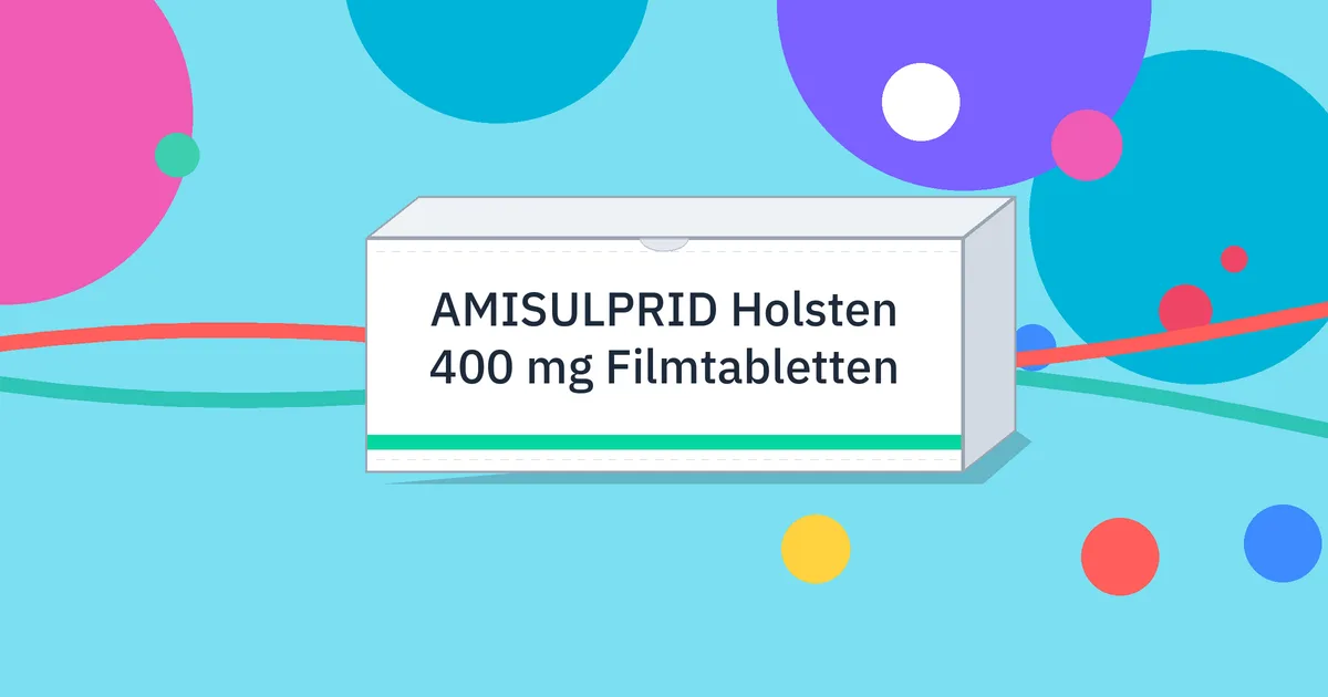 Symbolbild: Packung mit der Aufschrift AMISULPRID Holsten 400 mg Filmtabletten (PZN 12645311) – Verfügbarkeit und Bezug in Apotheken in Frankfurt am Main