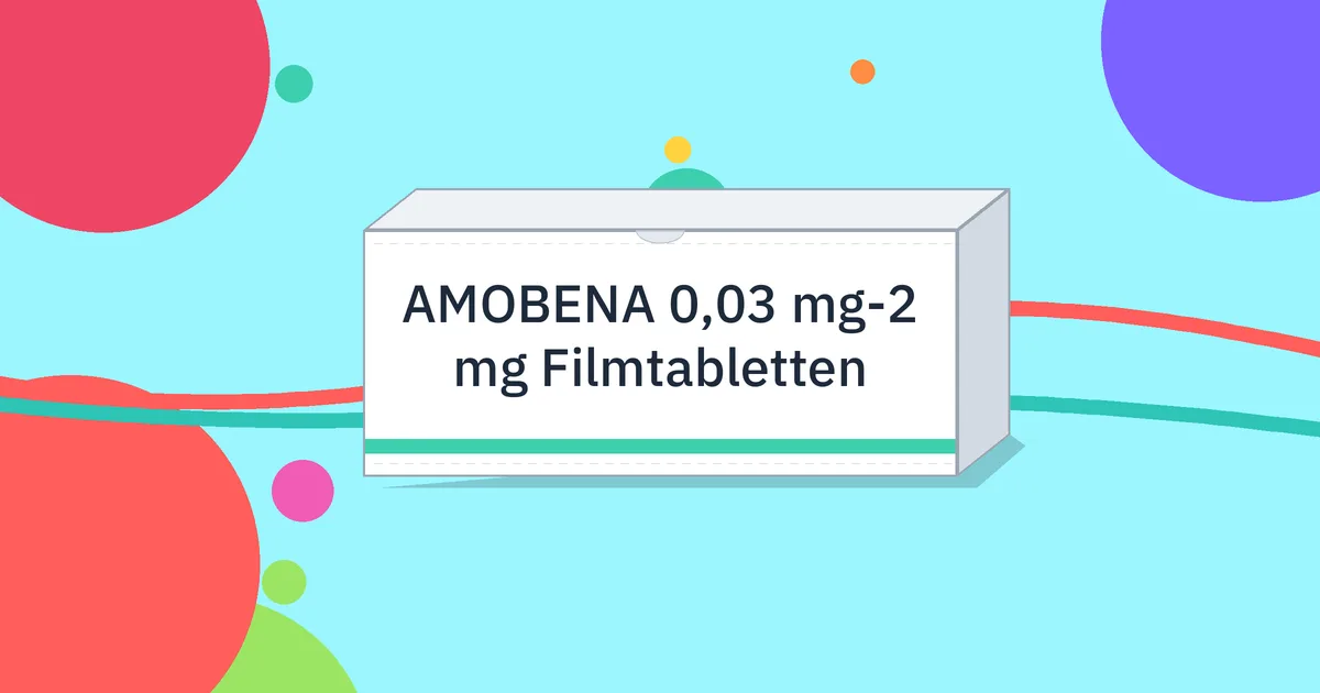 Symbolbild: Packung mit der Aufschrift AMOBENA 0,03 mg-2 mg Filmtabletten (PZN 15432047) – Verfügbarkeit und Bezug in Apotheken in Frankfurt am Main