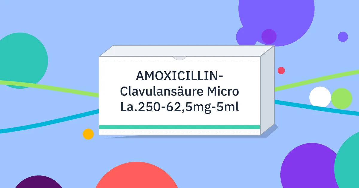Symbolbild: Packung mit der Aufschrift AMOXICILLIN-Clavulansäure Micro La.250-62,5mg-5ml (PZN 13715077) – Verfügbarkeit und Bezug in Apotheken in Frankfurt am Main