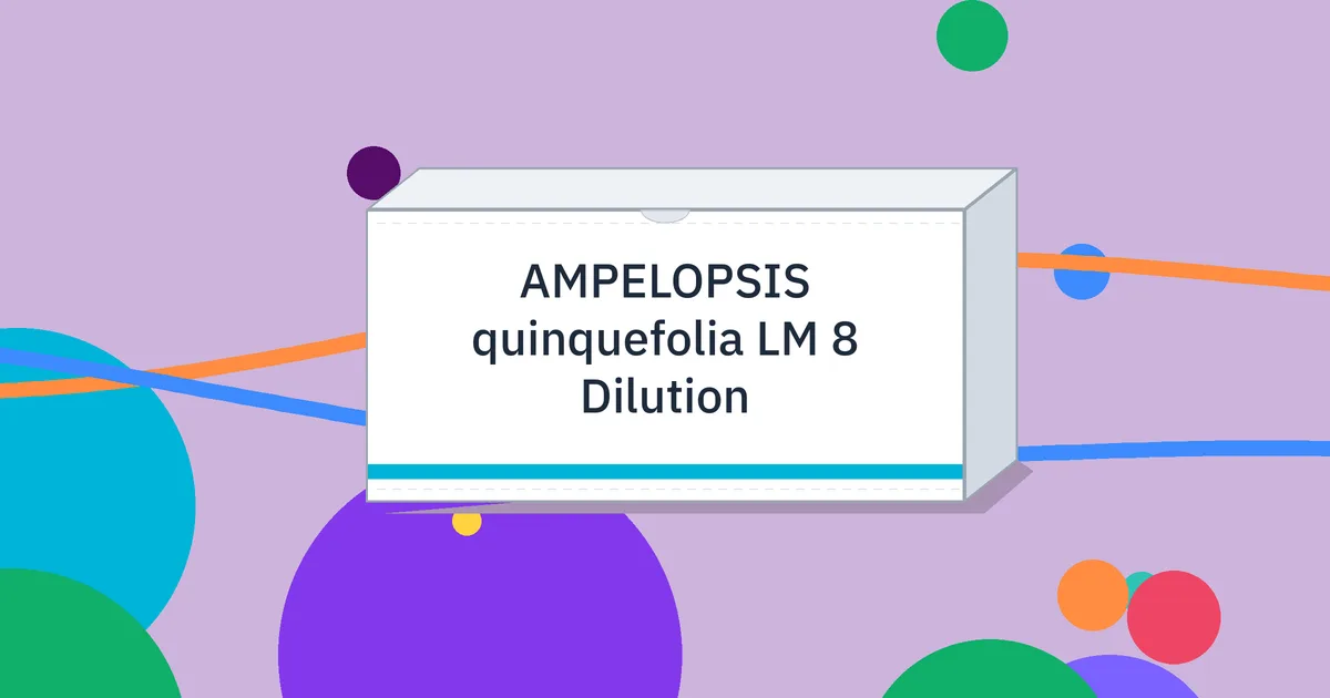 Symbolbild: Packung mit der Aufschrift AMPELOPSIS quinquefolia LM 8 Dilution (PZN 13325040) – Verfügbarkeit und Bezug in Apotheken in Frankfurt am Main