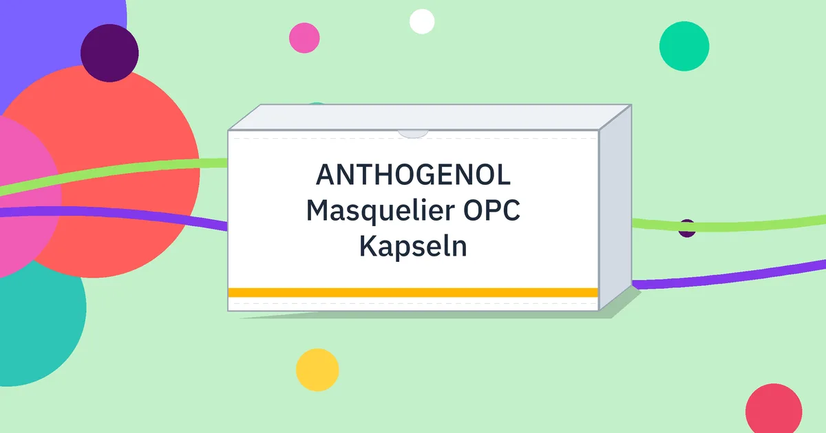 Symbolbild: Packung mit der Aufschrift ANTHOGENOL Masquelier OPC Kapseln (PZN 05963973) – Verfügbarkeit und Bezug in Apotheken in Frankfurt am Main