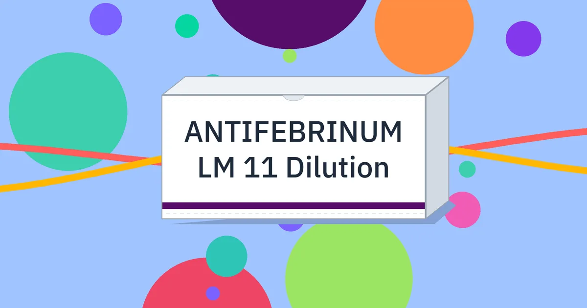 Symbolbild: Packung mit der Aufschrift ANTIFEBRINUM LM 11 Dilution (PZN 13371689) – Verfügbarkeit und Bezug in Apotheken in Frankfurt am Main