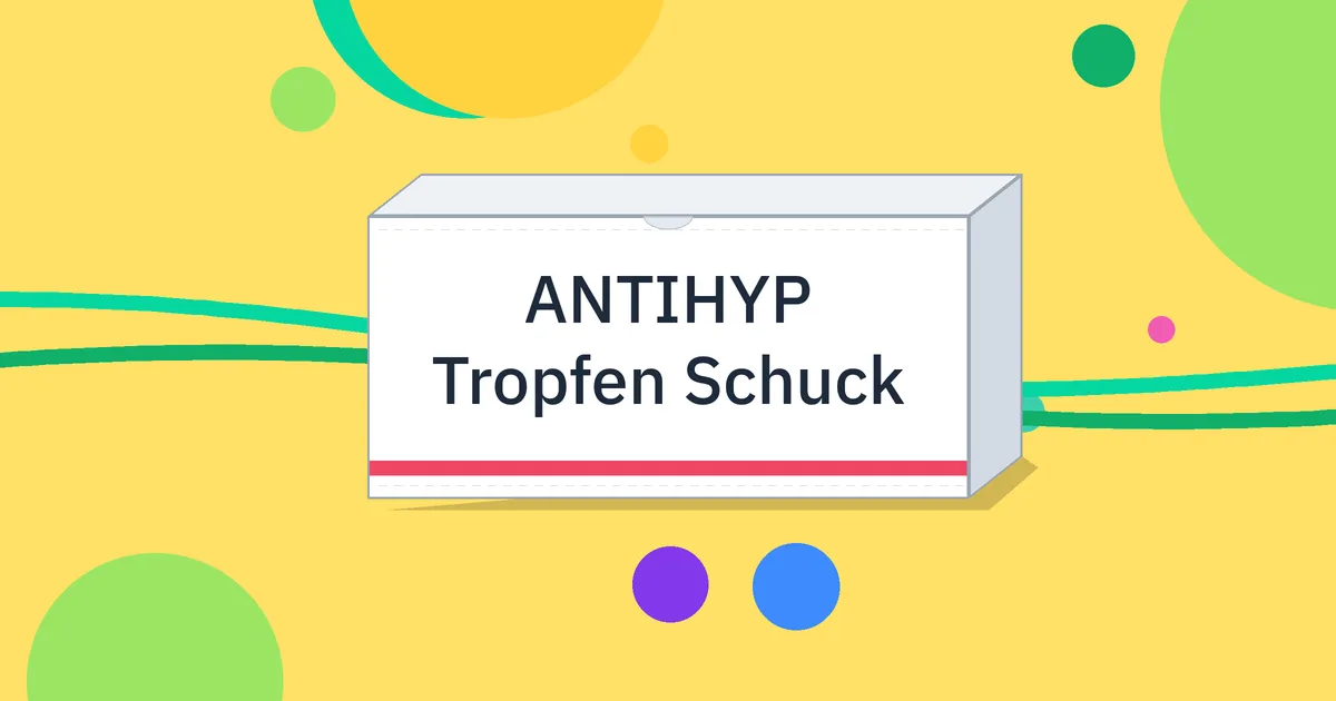 Symbolbild: Packung mit der Aufschrift ANTIHYP Tropfen Schuck (PZN 06801244) – Verfügbarkeit und Bezug in Apotheken in Frankfurt am Main