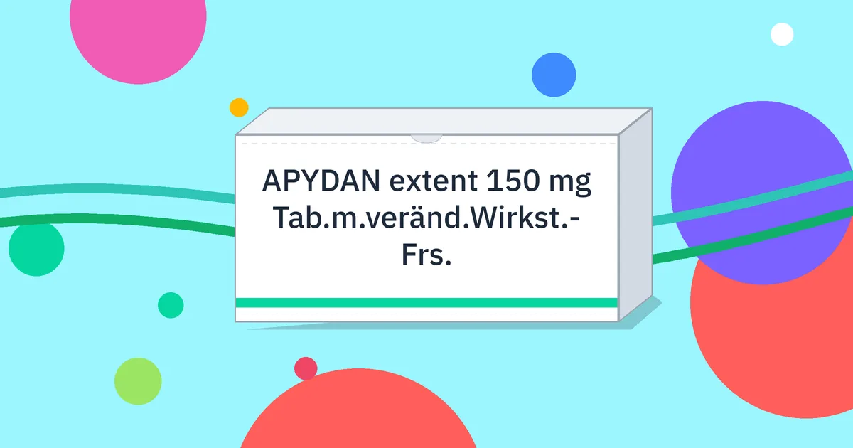 Symbolbild: Packung mit der Aufschrift APYDAN extent 150 mg Tab.m.veränd.Wirkst.-Frs. (PZN 00705692) – Verfügbarkeit und Bezug in Apotheken in Frankfurt am Main