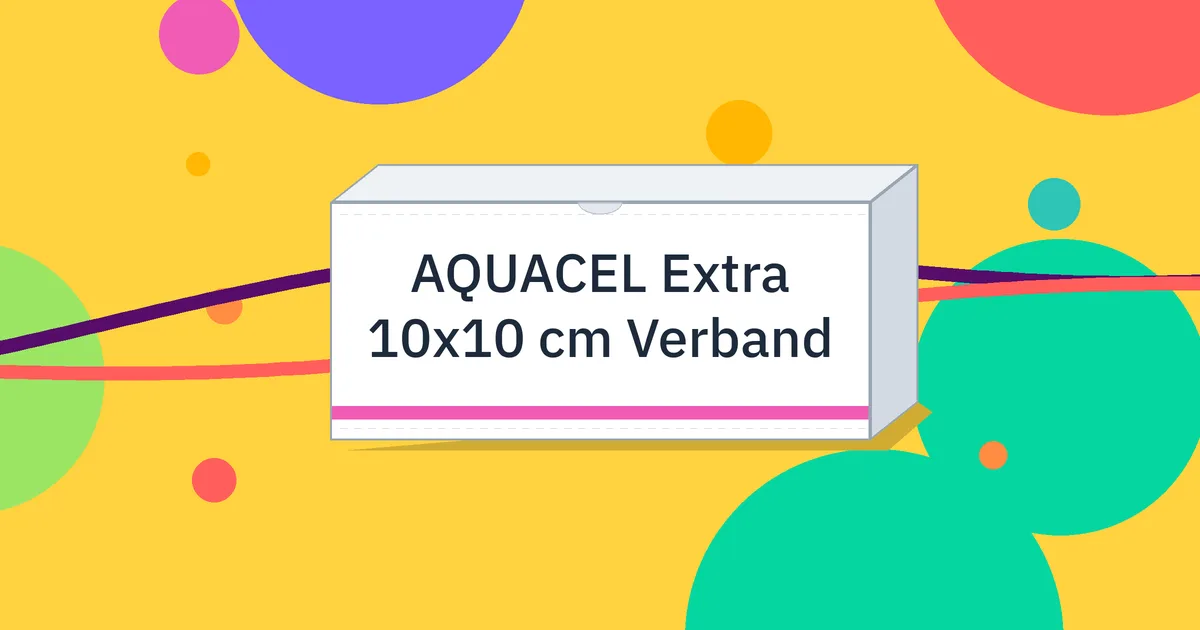 Symbolbild: Packung mit der Aufschrift AQUACEL Extra 10x10 cm Verband (PZN 09935436) – Verfügbarkeit und Bezug in Apotheken in Frankfurt am Main