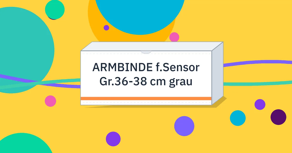 Symbolbild: Packung mit der Aufschrift ARMBINDE f.Sensor Gr.36-38 cm grau (PZN 17838210) – Verfügbarkeit und Bezug in Apotheken in Frankfurt am Main