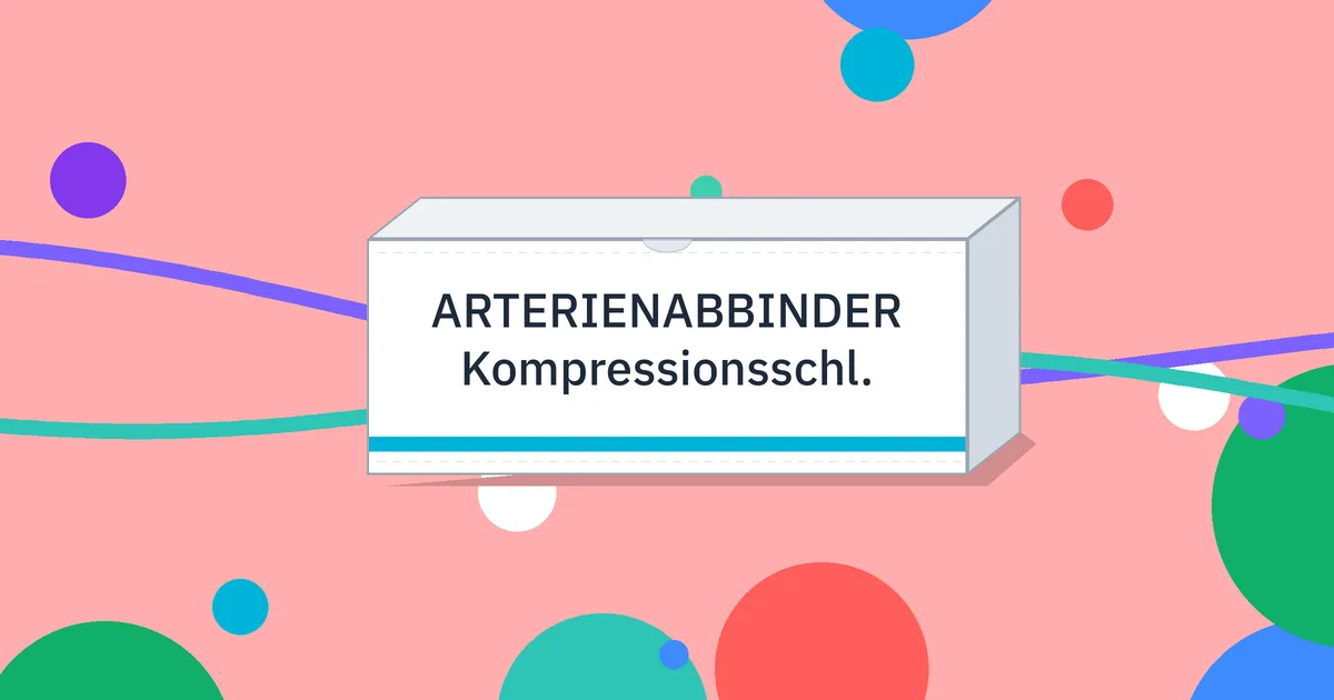 Symbolbild: Packung mit der Aufschrift ARTERIENABBINDER Kompressionsschl. (PZN 01725981) – Verfügbarkeit und Bezug in Apotheken in Frankfurt am Main