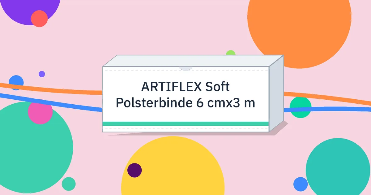 Symbolbild: Packung mit der Aufschrift ARTIFLEX Soft Polsterbinde 6 cmx3 m (PZN 12654853) – Verfügbarkeit und Bezug in Apotheken in Frankfurt am Main