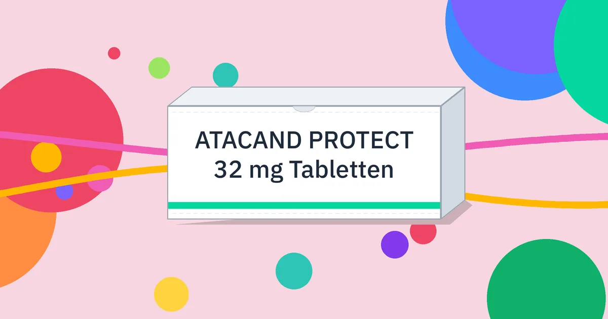 Symbolbild: Packung mit der Aufschrift ATACAND PROTECT 32 mg Tabletten (PZN 19767394) – Verfügbarkeit und Bezug in Apotheken in Frankfurt am Main