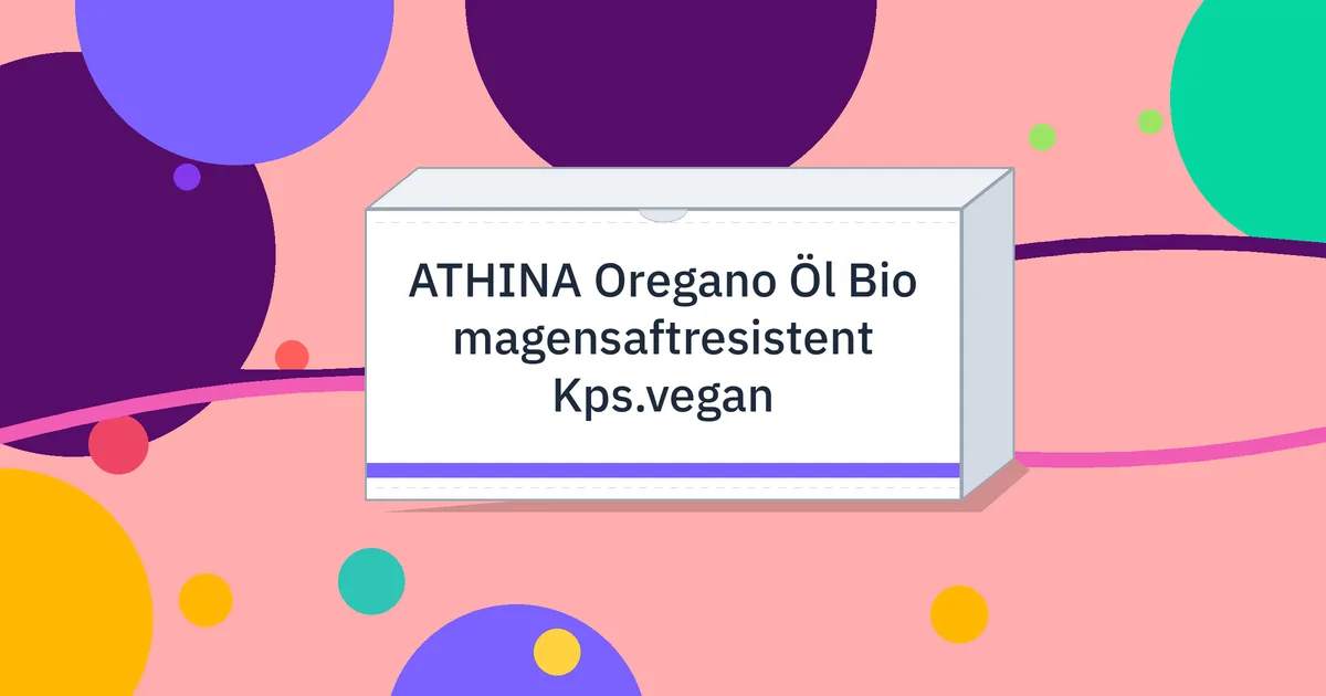 Symbolbild: Packung mit der Aufschrift ATHINA Oregano Öl Bio magensaftresistent Kps.vegan (PZN 20207921) – Verfügbarkeit und Bezug in Apotheken in Frankfurt am Main