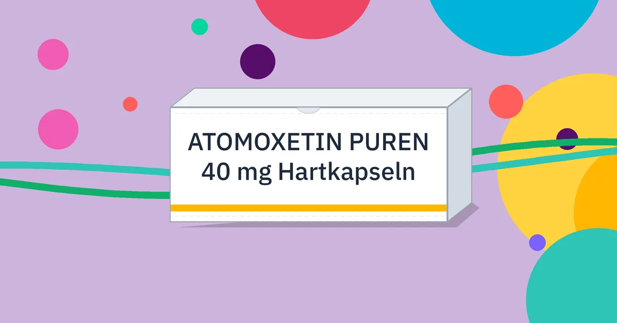 Symbolbild: Packung mit der Aufschrift ATOMOXETIN PUREN 40 mg Hartkapseln (PZN 14375695) – Verfügbarkeit und Bezug in Apotheken in Frankfurt am Main