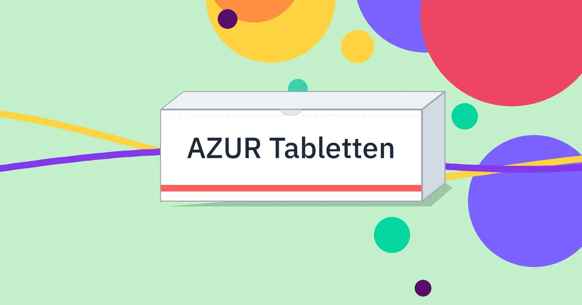 Symbolbild: Packung mit der Aufschrift AZUR Tabletten (PZN 01384681) – Verfügbarkeit und Bezug in Apotheken in Frankfurt am Main