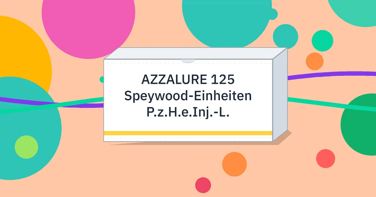 Symbolbild: Packung mit der Aufschrift AZZALURE 125 Speywood-Einheiten P.z.H.e.Inj.-L. (PZN 14399419) – Verfügbarkeit und Bezug in Apotheken in Frankfurt am Main