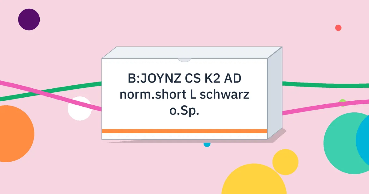 Symbolbild: Packung mit der Aufschrift B:JOYNZ CS K2 AD norm.short L schwarz o.Sp. (PZN 20525621) – Verfügbarkeit und Bezug in Apotheken in Frankfurt am Main