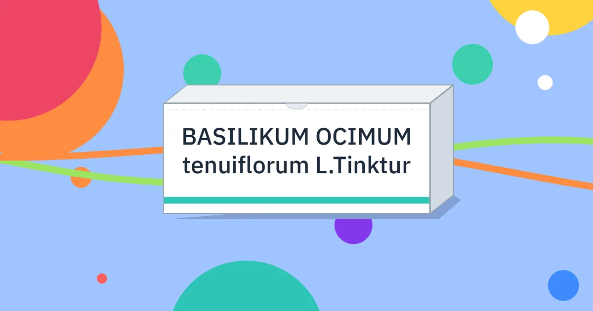 Symbolbild: Packung mit der Aufschrift BASILIKUM OCIMUM tenuiflorum L.Tinktur (PZN 18217591) – Verfügbarkeit und Bezug in Apotheken in Frankfurt am Main
