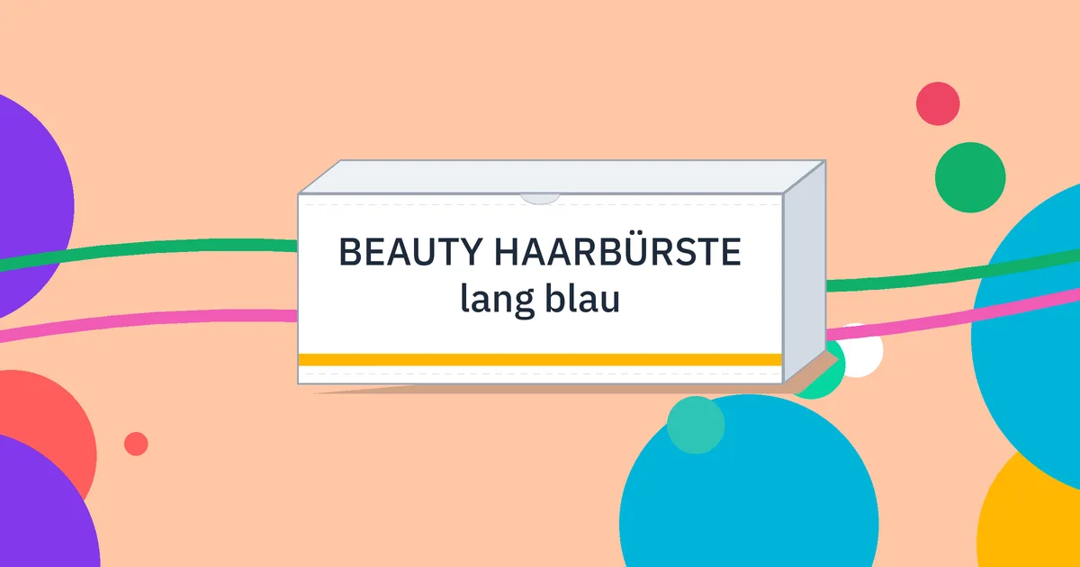 Symbolbild: Packung mit der Aufschrift BEAUTY HAARBÜRSTE lang blau (PZN 07738625) – Verfügbarkeit und Bezug in Apotheken in Frankfurt am Main
