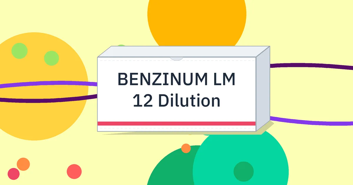 Symbolbild: Packung mit der Aufschrift BENZINUM LM 12 Dilution (PZN 12792029) – Verfügbarkeit und Bezug in Apotheken in Frankfurt am Main
