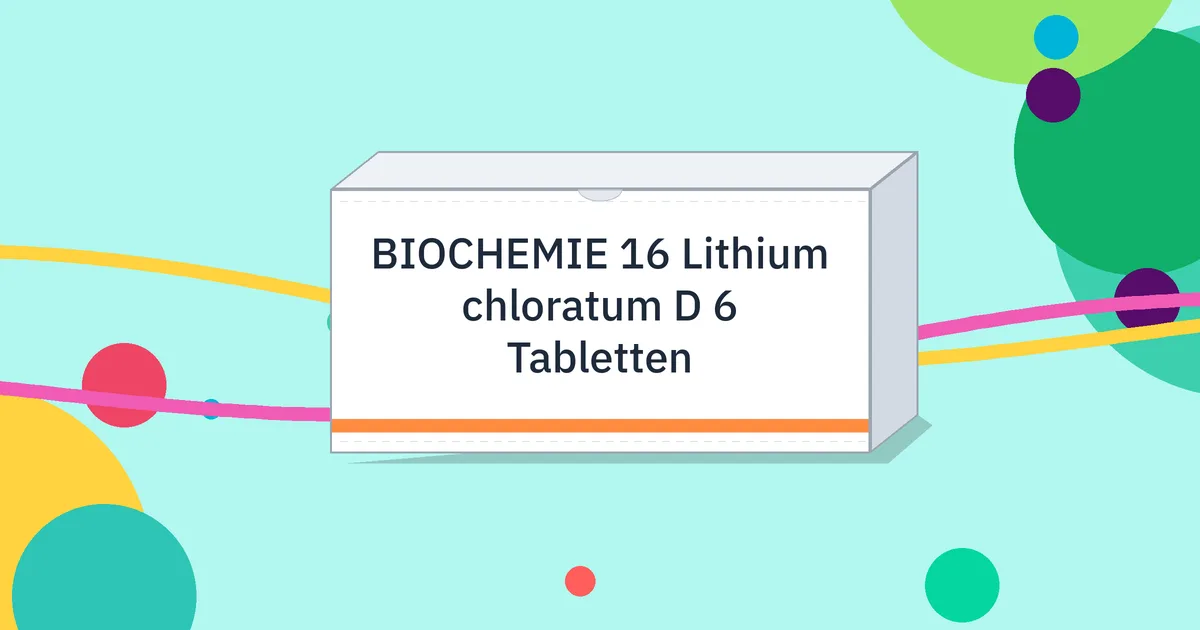 Symbolbild: Packung mit der Aufschrift BIOCHEMIE 16 Lithium chloratum D 6 Tabletten (PZN 04324811) – Verfügbarkeit und Bezug in Apotheken in Frankfurt am Main