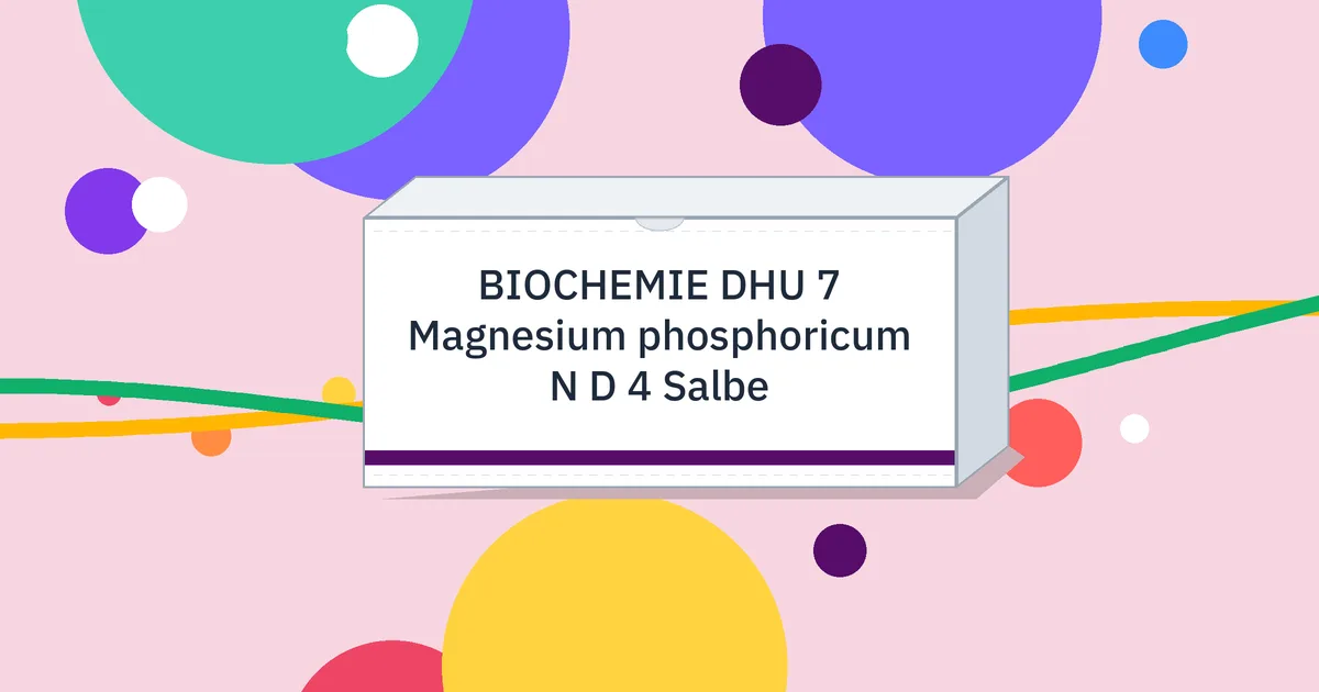 Symbolbild: Packung mit der Aufschrift BIOCHEMIE DHU 7 Magnesium phosphoricum N D 4 Salbe (PZN 03405424) – Verfügbarkeit und Bezug in Apotheken in Frankfurt am Main