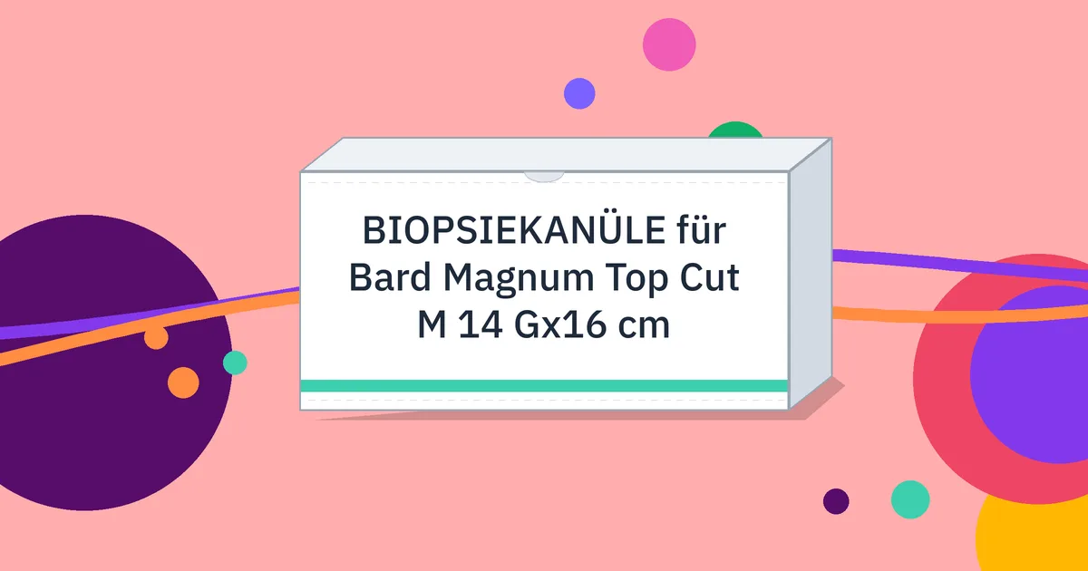 Symbolbild: Packung mit der Aufschrift BIOPSIEKANÜLE für Bard Magnum Top Cut M 14 Gx16 cm (PZN 06124246) – Verfügbarkeit und Bezug in Apotheken in Frankfurt am Main