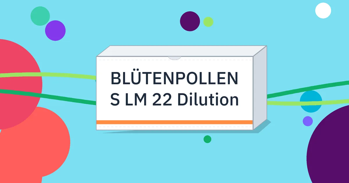 Symbolbild: Packung mit der Aufschrift BLÜTENPOLLEN S LM 22 Dilution (PZN 12795329) – Verfügbarkeit und Bezug in Apotheken in Frankfurt am Main