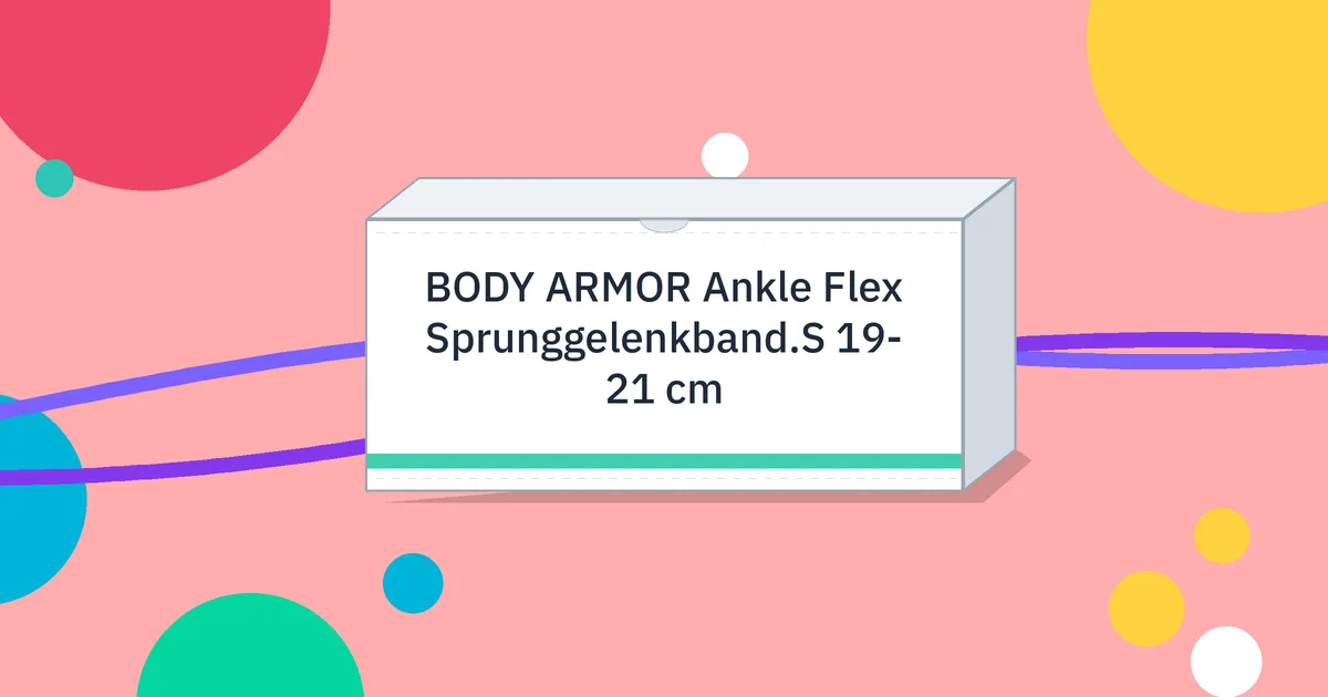 Symbolbild: Packung mit der Aufschrift BODY ARMOR Ankle Flex Sprunggelenkband.S 19-21 cm (PZN 16630418) – Verfügbarkeit und Bezug in Apotheken in Frankfurt am Main