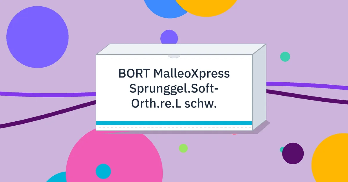 Symbolbild: Packung mit der Aufschrift BORT MalleoXpress Sprunggel.Soft-Orth.re.L schw. (PZN 11581135) – Verfügbarkeit und Bezug in Apotheken in Frankfurt am Main