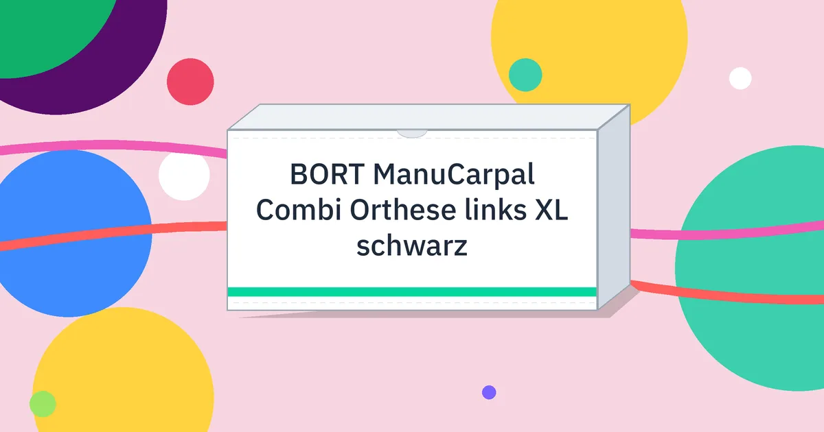 Symbolbild: Packung mit der Aufschrift BORT ManuCarpal Combi Orthese links XL schwarz (PZN 02768165) – Verfügbarkeit und Bezug in Apotheken in Frankfurt am Main