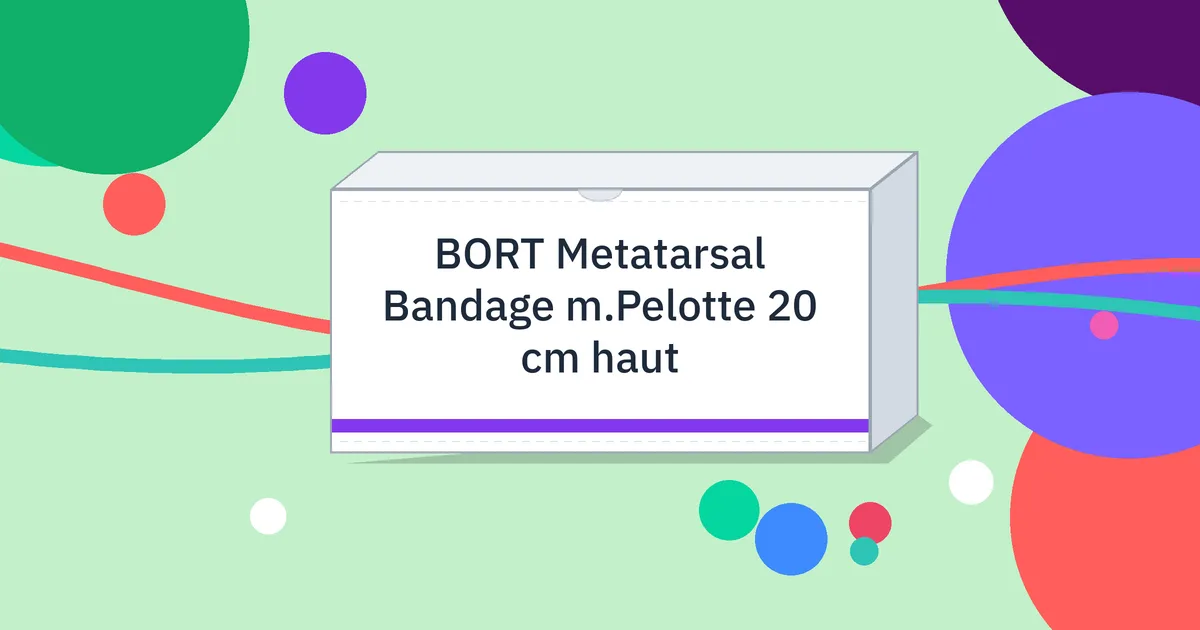 Symbolbild: Packung mit der Aufschrift BORT Metatarsal Bandage m.Pelotte 20 cm haut (PZN 02687194) – Verfügbarkeit und Bezug in Apotheken in Frankfurt am Main