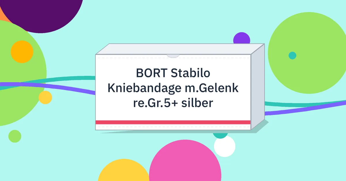 Symbolbild: Packung mit der Aufschrift BORT Stabilo Kniebandage m.Gelenk re.Gr.5+ silber (PZN 16845969) – Verfügbarkeit und Bezug in Apotheken in Frankfurt am Main