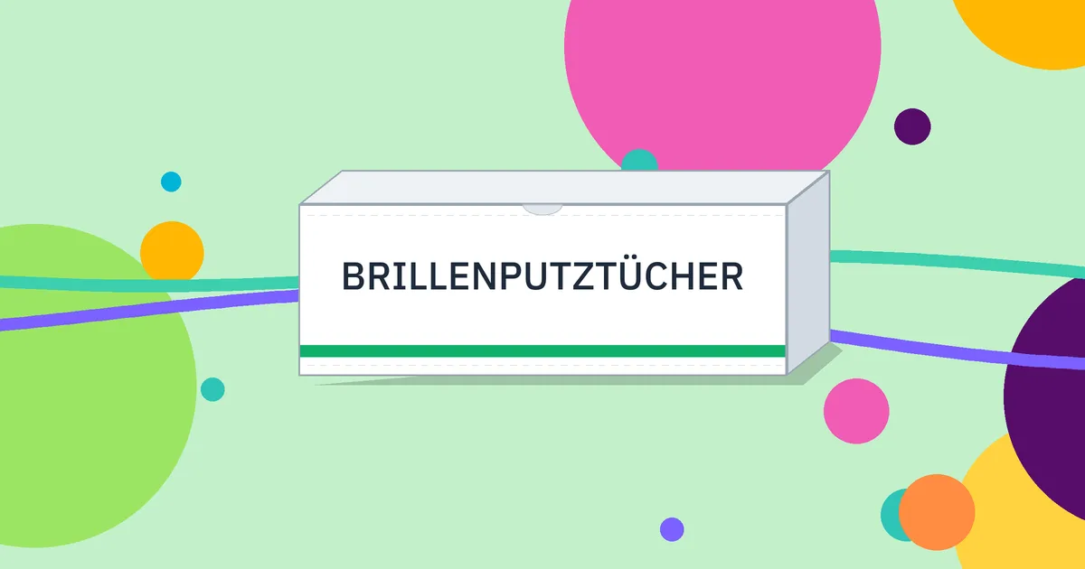 Symbolbild: Packung mit der Aufschrift BRILLENPUTZTÜCHER (PZN 09243945) – Verfügbarkeit und Bezug in Apotheken in Frankfurt am Main
