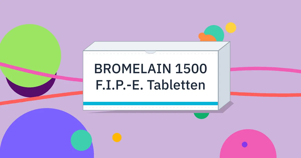 Symbolbild: Packung mit der Aufschrift BROMELAIN 1500 F.I.P.-E. Tabletten (PZN 00088816) – Verfügbarkeit und Bezug in Apotheken in Frankfurt am Main