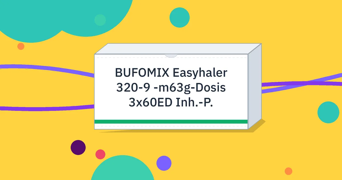 Symbolbild: Packung mit der Aufschrift BUFOMIX Easyhaler 320-9 -m63g-Dosis 3x60ED Inh.-P. (PZN 19192433) – Verfügbarkeit und Bezug in Apotheken in Frankfurt am Main