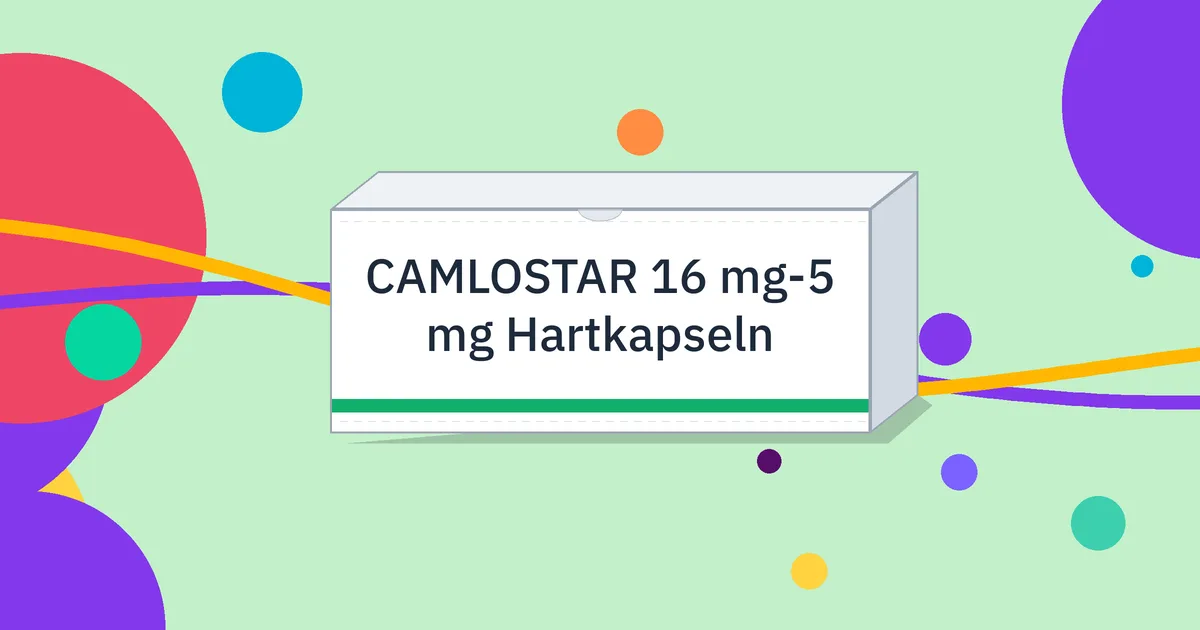 Symbolbild: Packung mit der Aufschrift CAMLOSTAR 16 mg-5 mg Hartkapseln (PZN 12540658) – Verfügbarkeit und Bezug in Apotheken in Frankfurt am Main