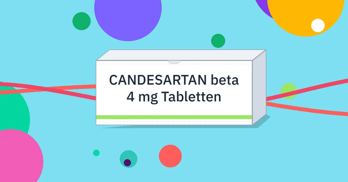 Symbolbild: Packung mit der Aufschrift CANDESARTAN beta 4 mg Tabletten (PZN 19211283) – Verfügbarkeit und Bezug in Apotheken in Frankfurt am Main