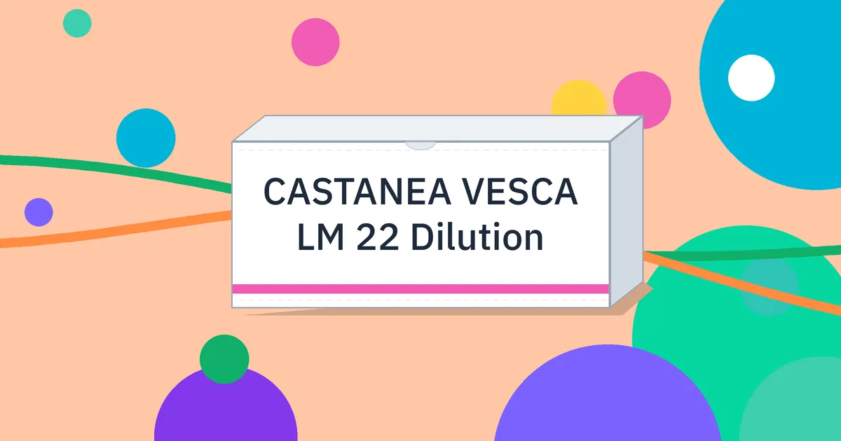 Symbolbild: Packung mit der Aufschrift CASTANEA VESCA LM 22 Dilution (PZN 13434421) – Verfügbarkeit und Bezug in Apotheken in Frankfurt am Main