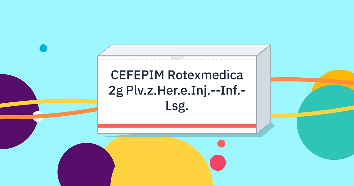 Symbolbild: Packung mit der Aufschrift CEFEPIM Rotexmedica 2g Plv.z.Her.e.Inj.--Inf.-Lsg. (PZN 10021612) – Verfügbarkeit und Bezug in Apotheken in Frankfurt am Main
