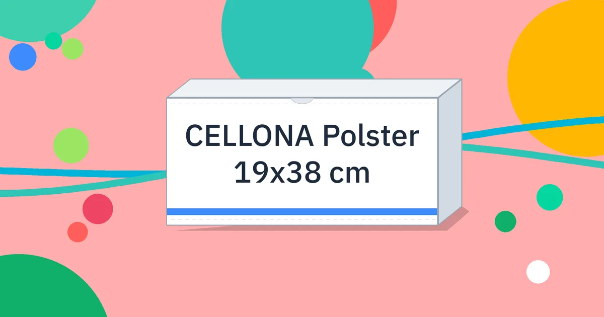 Symbolbild: Packung mit der Aufschrift CELLONA Polster 19x38 cm (PZN 19453537) – Verfügbarkeit und Bezug in Apotheken in Frankfurt am Main